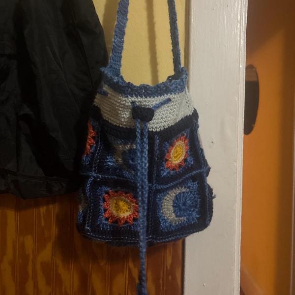 Sun and Moon Drawstring Crossbody Bag Crochet PDF PATTERN ...