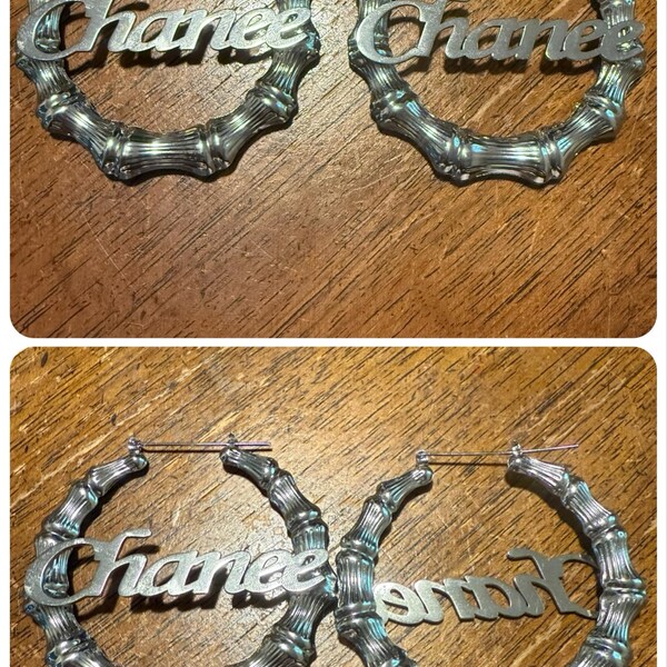 Custom Bamboo Earrings, Name Bamboo Earrings, Personalized Name Earring ...