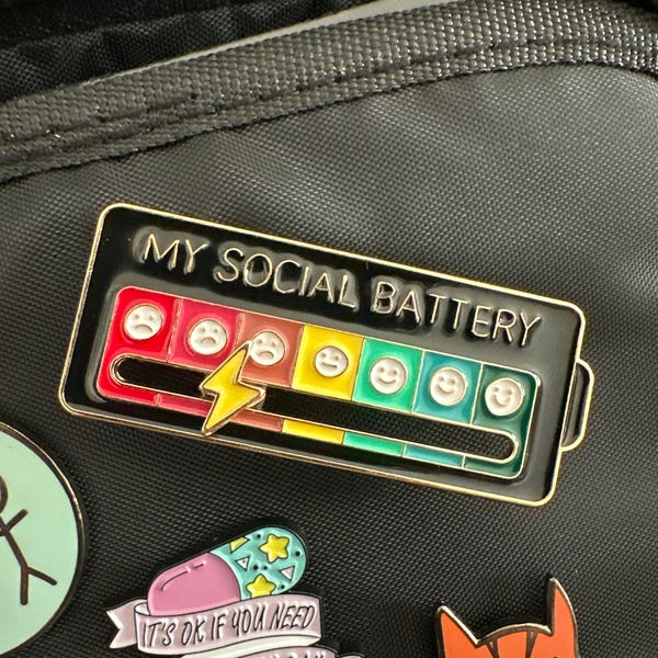 My Social Battery Sliding Pin- Black - Etsy
