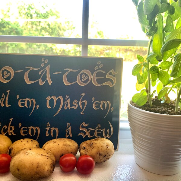 Potatoes Taters Engraved Wood Sign Hobbit Meals Menu Lord of the Rings ...