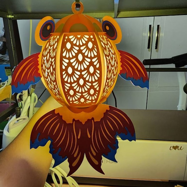 Set 2 Fish Lantern SVG - Goldfish Lantern Paper Cut - DIY Fish Paper ...
