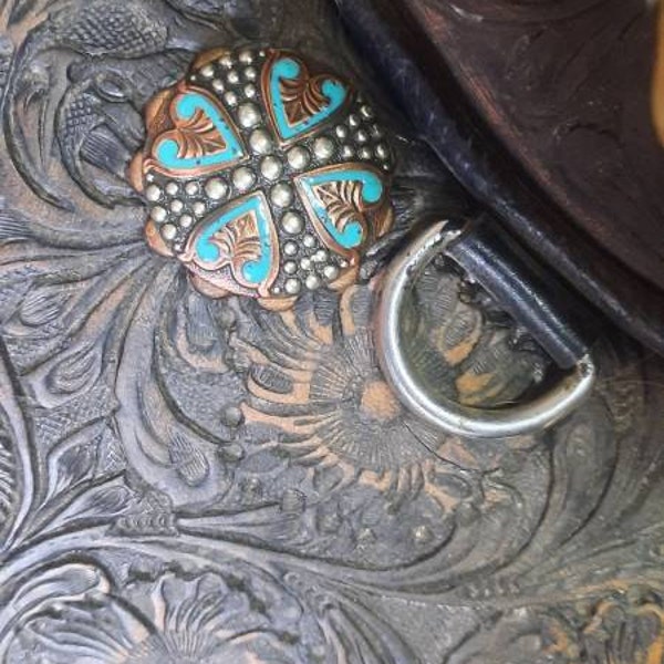 Handmade Slotted Copper Filagree Scroll With Turquoise Stone Collection ...