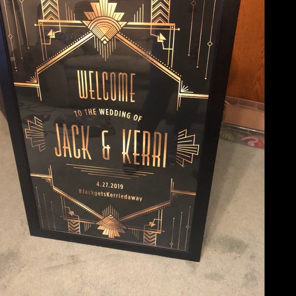 Gatsby Wedding Welcome Sign: Gold Art Deco 1920s Reception Poster ...