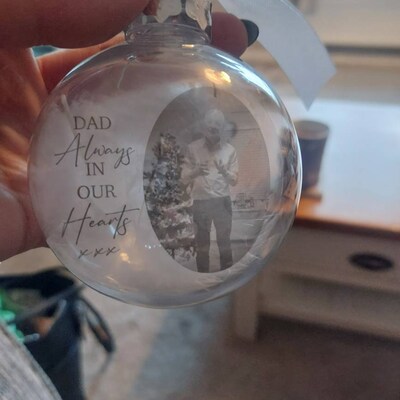 Floating Photo Memorial Memory Bauble, Special Bauble, Personalised ...
