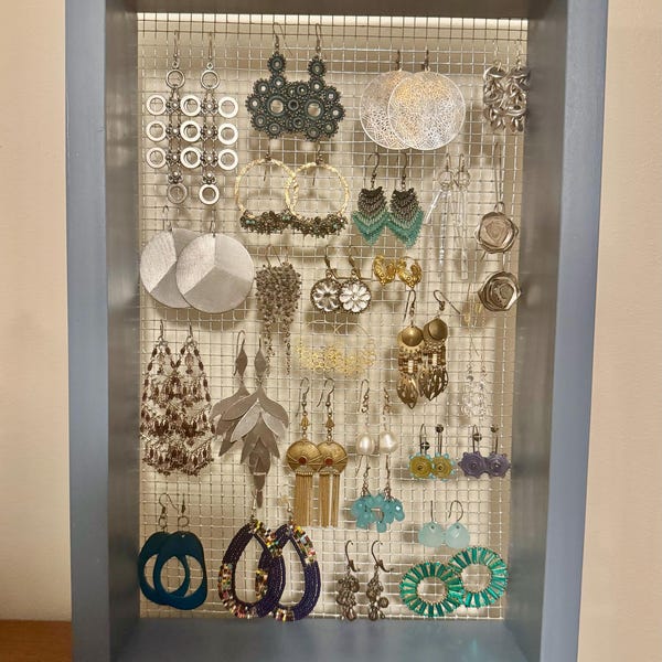 Simple Jewelry Organizer Wall Hanging, Wooden Earring Holder Gift for ...