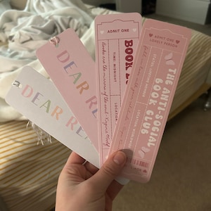Dear Reader Bookmark Cute Minimal Bookmark Book Gift Pastel Bookmark ...