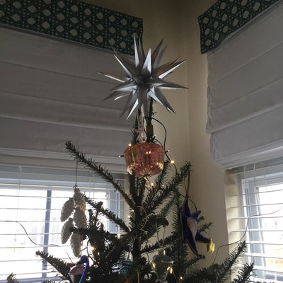Handmade White Glittered Paper Christmas Tree Topper With 300 - Etsy