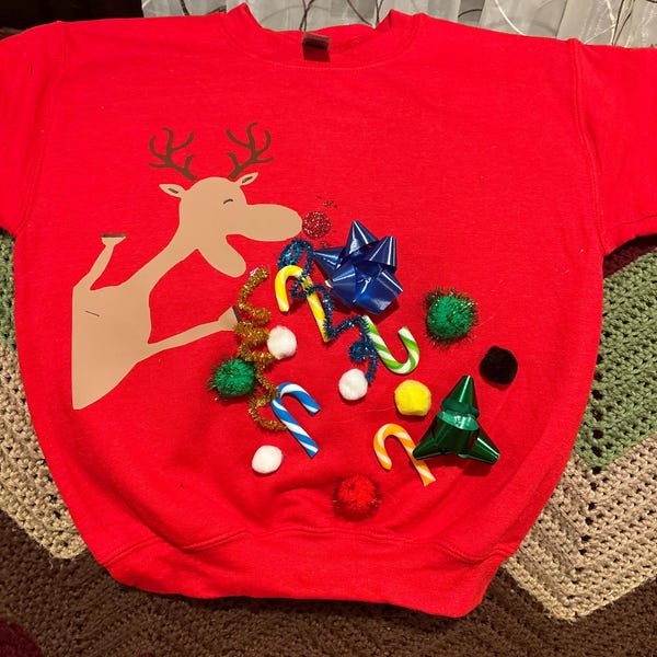 Funny Reindeer Ugly Christmas Sweater Design – Cut File (digital ...