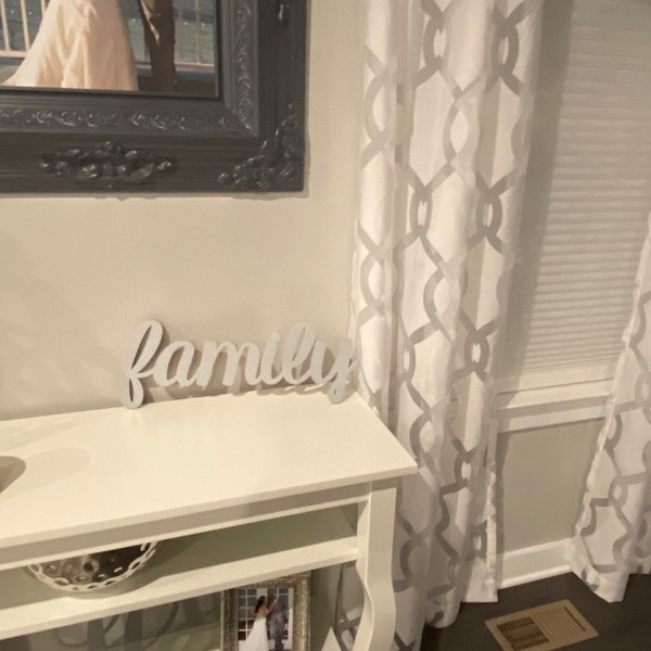 Family Wood Word Cutout, Laser Cut Word, Family Sign Wall Decor, Scroll ...