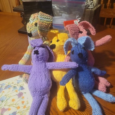 Mini Animal Stuffies Knitting Pattern Small Teddy Bear, Bunny Rabbit ...