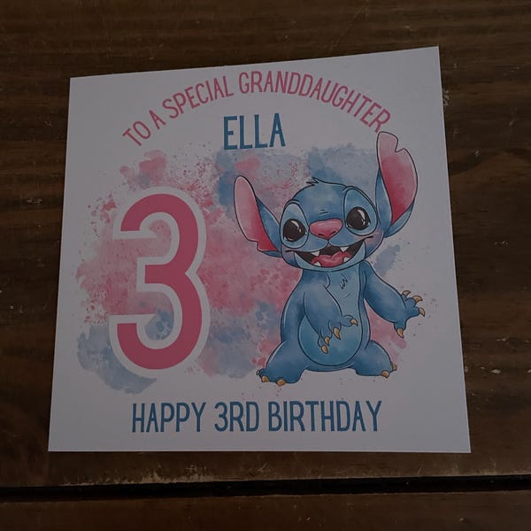 Personalised Stitch Birthday Card, Daughter Card, Sister Card, Friend ...