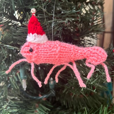 Cornish Knitted Santa Prawn Shrimp Coloured Prawn - Etsy