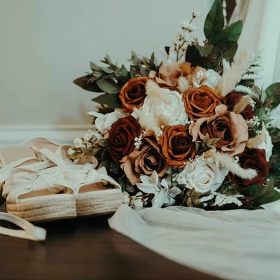 Terracotta and Rust Boho Wedding Bouquets Terracotta and Ivory Bouquet ...