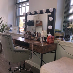 Gold Glitter Vanity Mirror With Lights 32 X 28 Made in the - Etsy