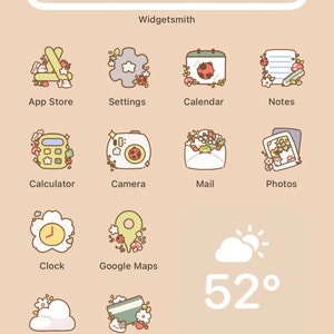 Cute Cottagecore App Icon Set Kawaii Aesthetic Theme for Android IOS ...