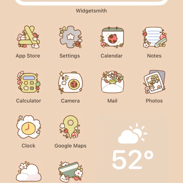 Cute Cottagecore App Icon Set | Kawaii Aesthetic Theme for Android Ios ...