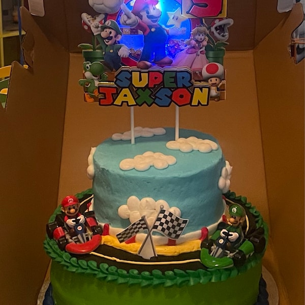 Super Mario Cake Topper, Mario Cake Topper Shaker With LED Lights ...