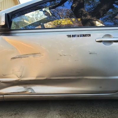 Tis but A Scratch Funny Bumper Sticker Vinyl Decal Accident JDM Sticker ...