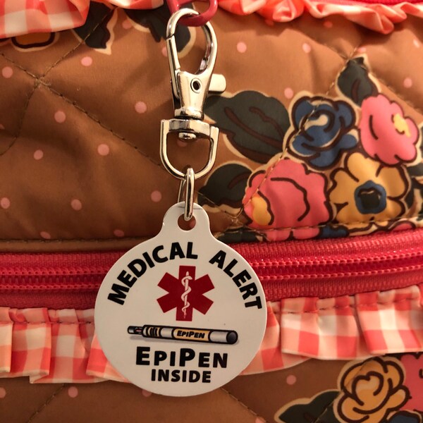 Epipen Inside Tag Medical Alert I Carry an Epipen Allergy Alert Clip on Lobster Clasp With ...