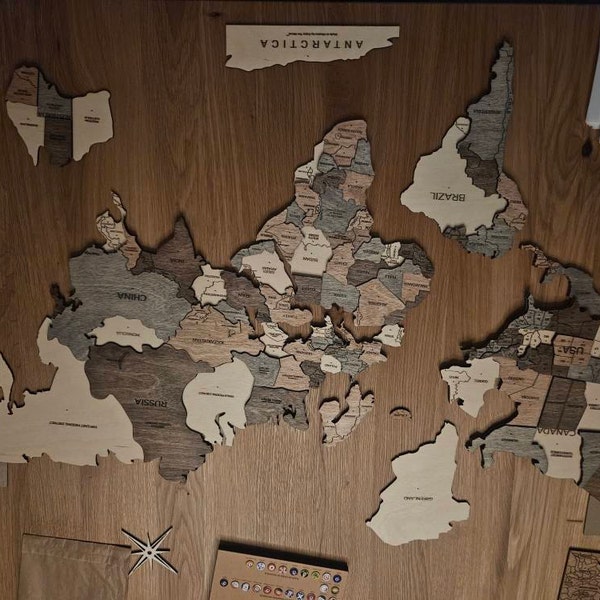 Wooden World Map Enjoy the Wood, Home Decor, World Map Wall Art, 5th ...