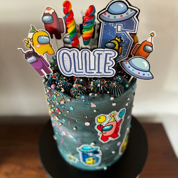 Printable Set of 10 Among Us Cake Topper, Birthday Party for Kids ...