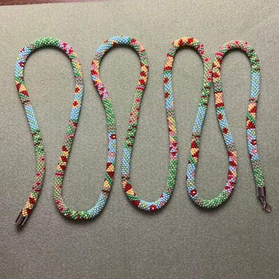 Green Serpent Bead Crochet Necklace Kit Statement Jewelry Python ...