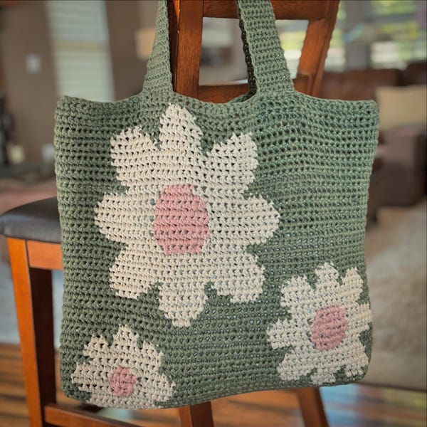 The Daisy Day Tote PDF DIGITAL DOWNLOAD Crochet Pattern, Cute Crochet ...