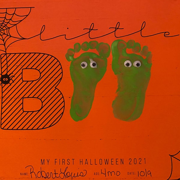 Baby's First Halloween Handprint, Footprint Keepsake // Personalize in ...