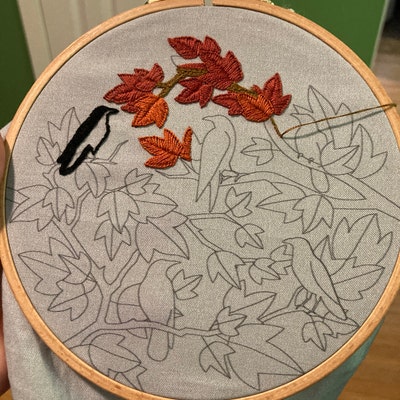Autumn Birds Embroidery Hoop Kit Crow Embroidery Pattern - Etsy