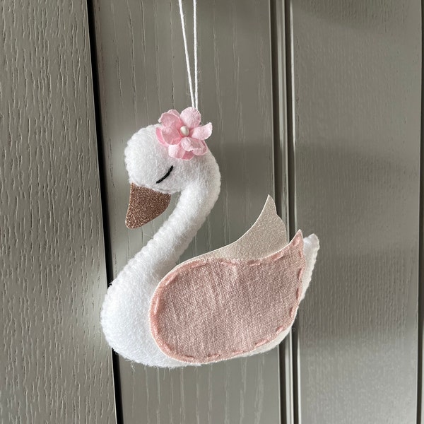 Hanging Ornament. Swan. Pink Girl Princess Theme. Kids Present Gift Tag ...