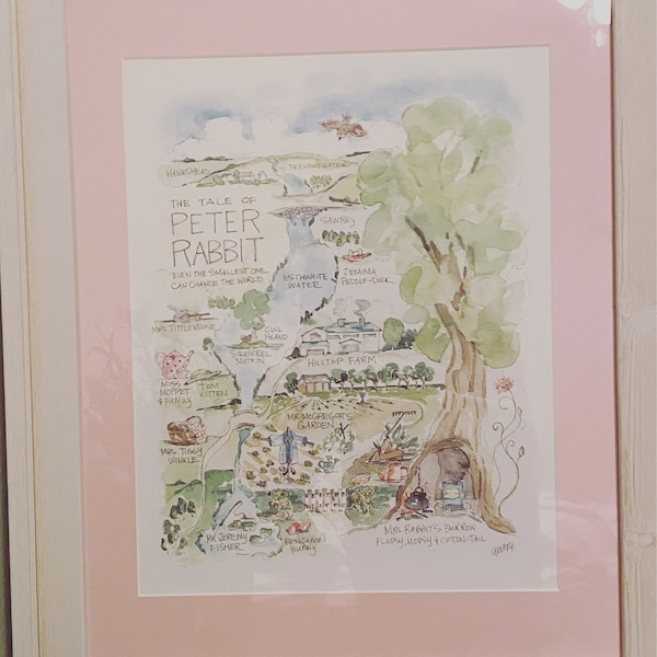 Peter Rabbit Watercolor Map Art Print Easter - Etsy