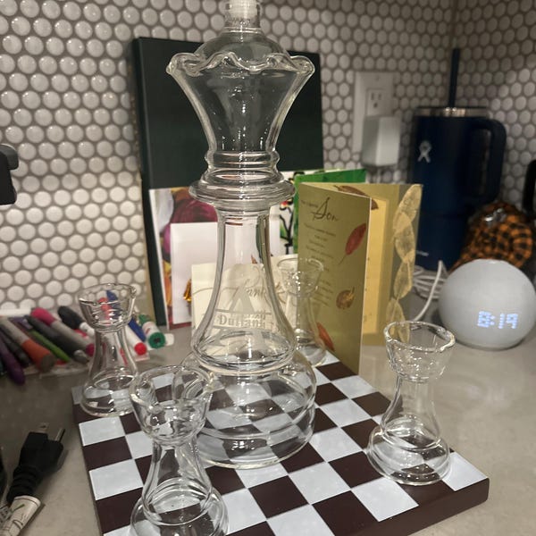 Chess Engraved Personalized Whiskey Decanter and Whiskey Glasses Gift ...