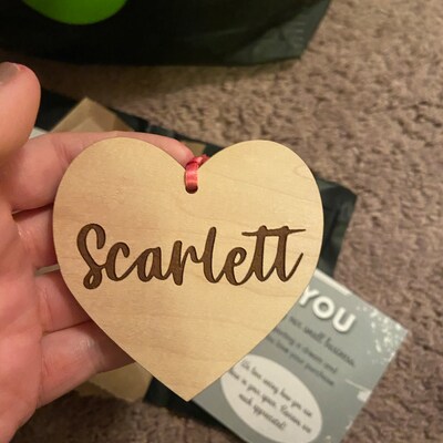 Wooden Heart Name Tag // Engraved Heart Name Tag // Wedding Labels ...