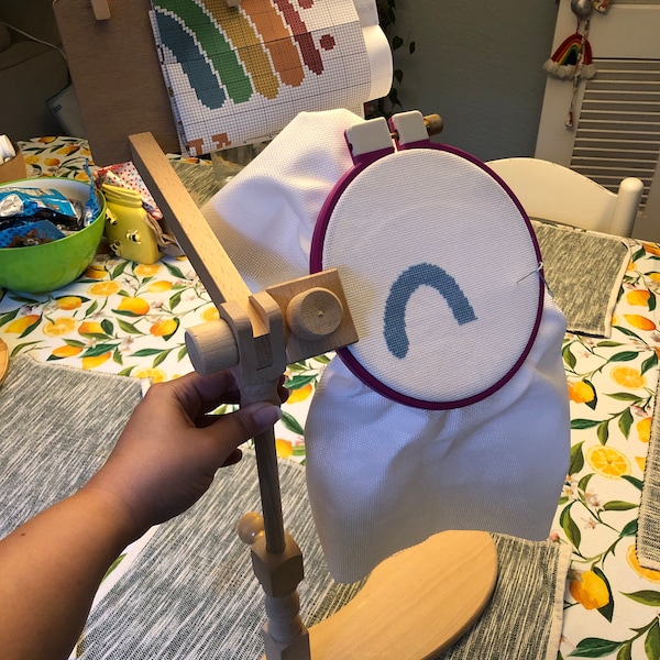 Rotated Wooden Embroidery Lap Stand for Any Hoops- Cross Stitch Stand ...