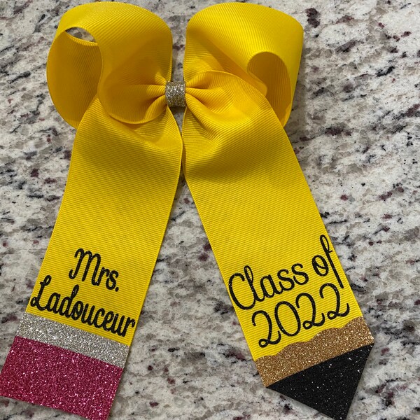 Graduation Bow, Grad Bow, Teacher Graduation Bow, Pencil Hair Bow, Big ...