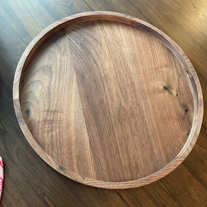 Round Wood Tray / Black Walnut / Circle Coffee Table Ottoman Tray ...
