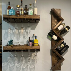 Zig Zag Wine Rack the Ziggy Zag Z Geometric Wall Mounted Rustic Wood ...