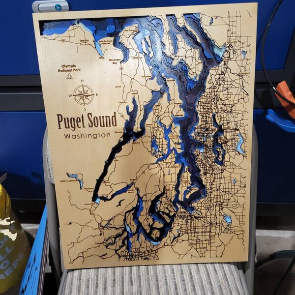 Digital File PDF, SVG - Puget Sound, Bathymetric Depth Layers SVG File ...