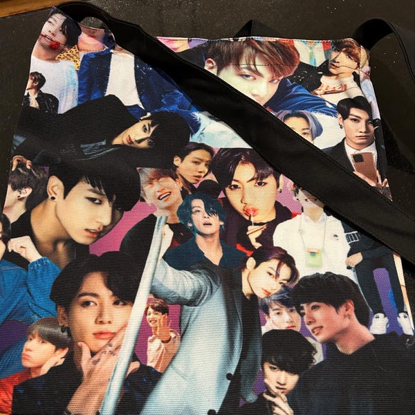 BTS Collage Apron W/ Pockets - K-pop Kitchen - Tie-back - Purple ...
