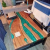 Luxury Copper Epoxy Wooden Table, Live Edge Table , Epoxy Ocean River ...