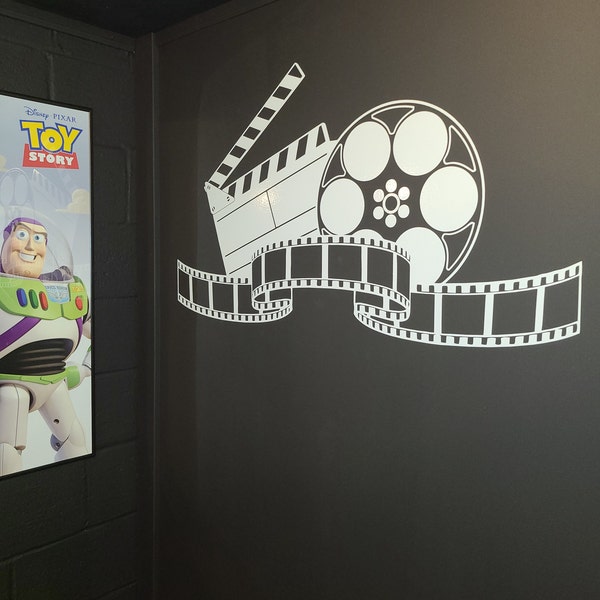 Cinema Wall Decal Movie Film Tape Poster Home Theater Action Sign ...