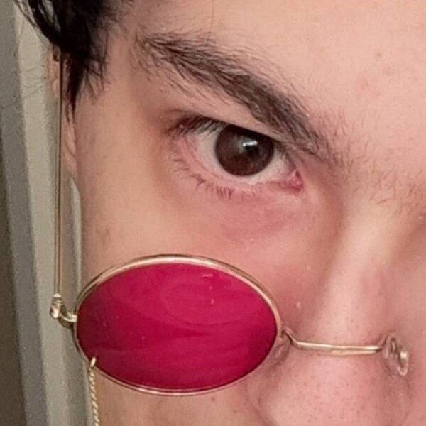 Red Lens Glasses for Women, Vampire Aesthetic Monocle for Men, Gothic ...