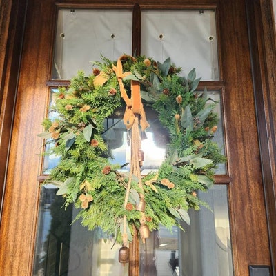 Fall Wreath With Sign for Front Door, Rust Leaves Autumn Wreath, White ...
