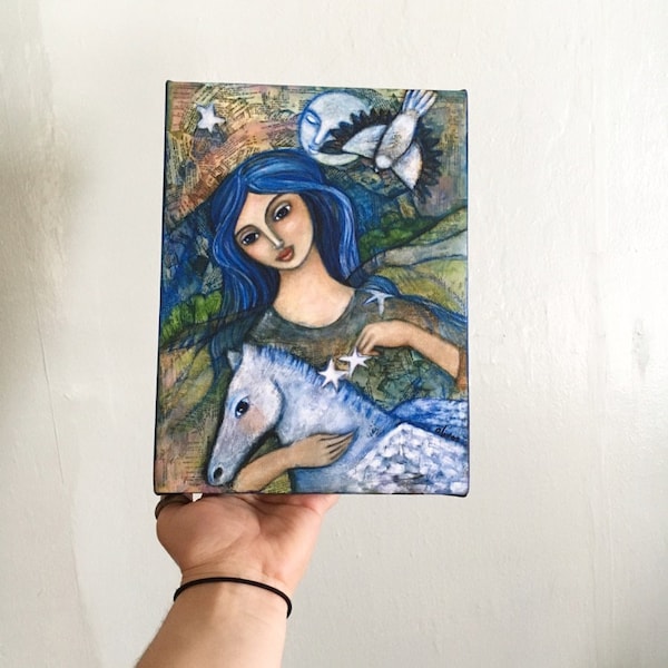 Goddess Rhiannon, Faerie Magick Portrait, Welsh Goddess Art, Lunar ...