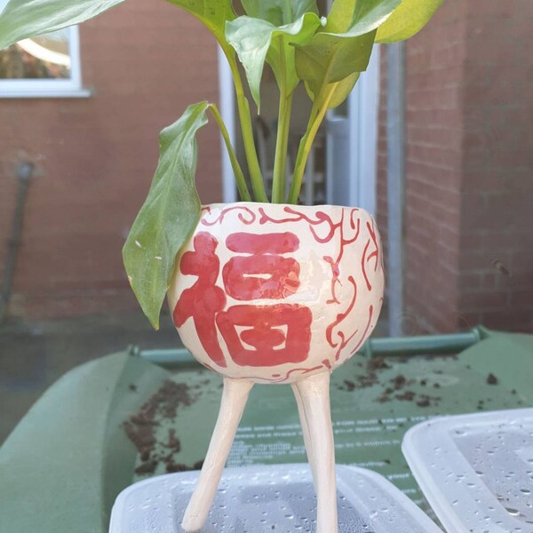 The Chinese 福 Good Fortune Pot - Ceramic Handmade, Planter, Succulent ...