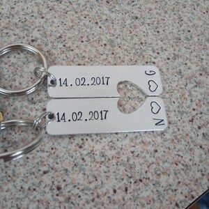 Couples Keyring, Personalised Special Date Gift, Relationship, Wedding ...