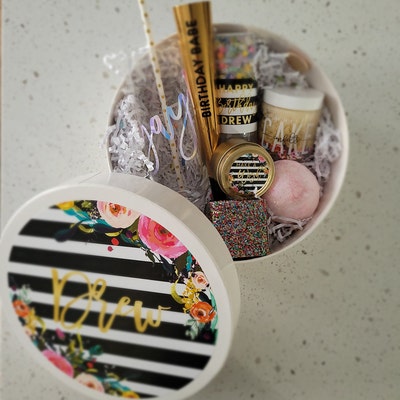 Birthday Gift Gift Box for Birthday White Confetti Box Custom Birthday ...