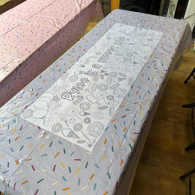 Construction Birthday Party Coloring Tablecloth Heavy Equipment Themed ...