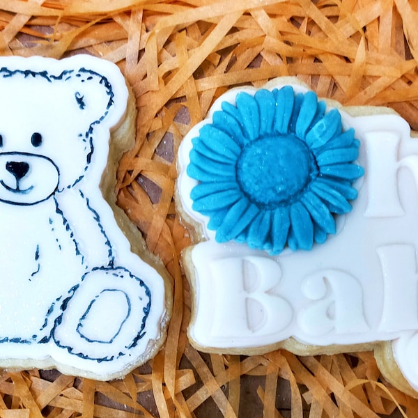 Fluffy Sitting Teddy Bear Cookie Cutter and Embosser, Baby Shower ...