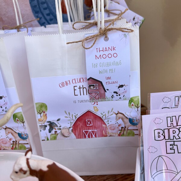 Cow Thank You Tags, Editable Farm Favor Tags, Cow Birthday Decorations ...